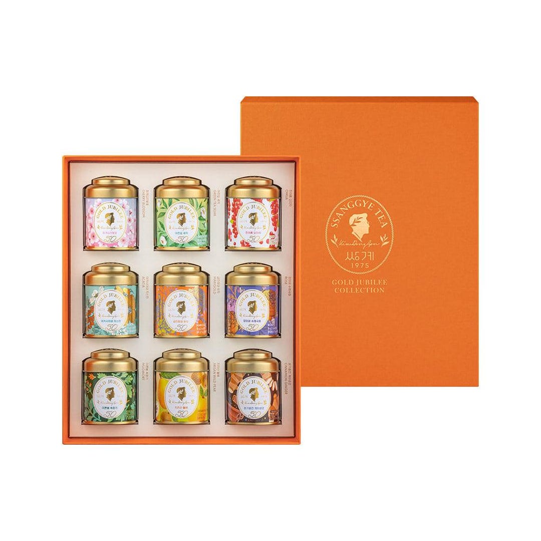 Korean Tea Gift Set - 9 Varieties 45 Pyramid Bags Gold Tin - Etsy