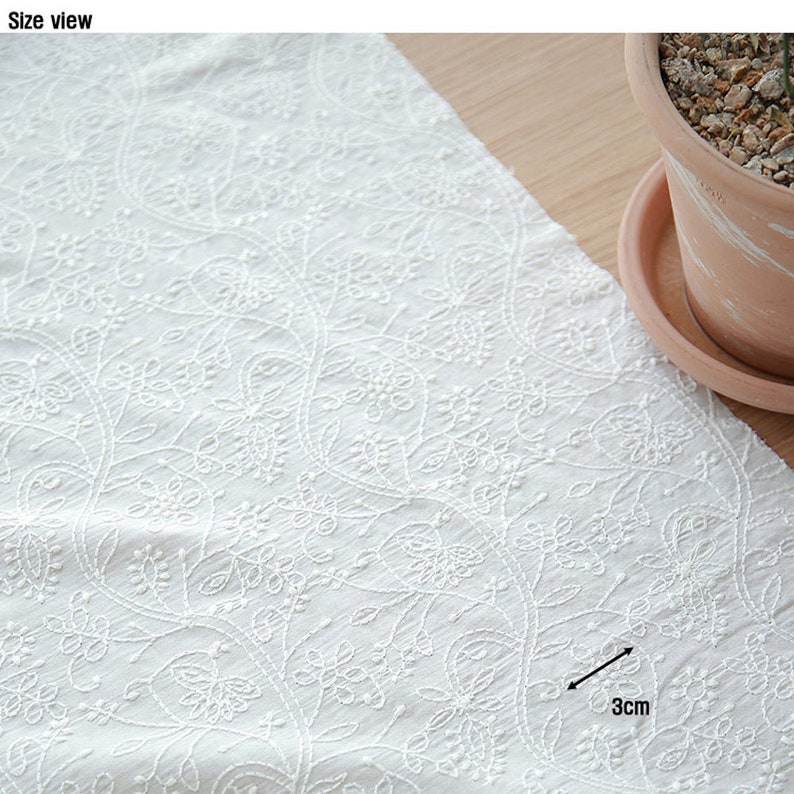 Cotton Embroidered Floral Lace Fabric Clover Lace Asa | Etsy