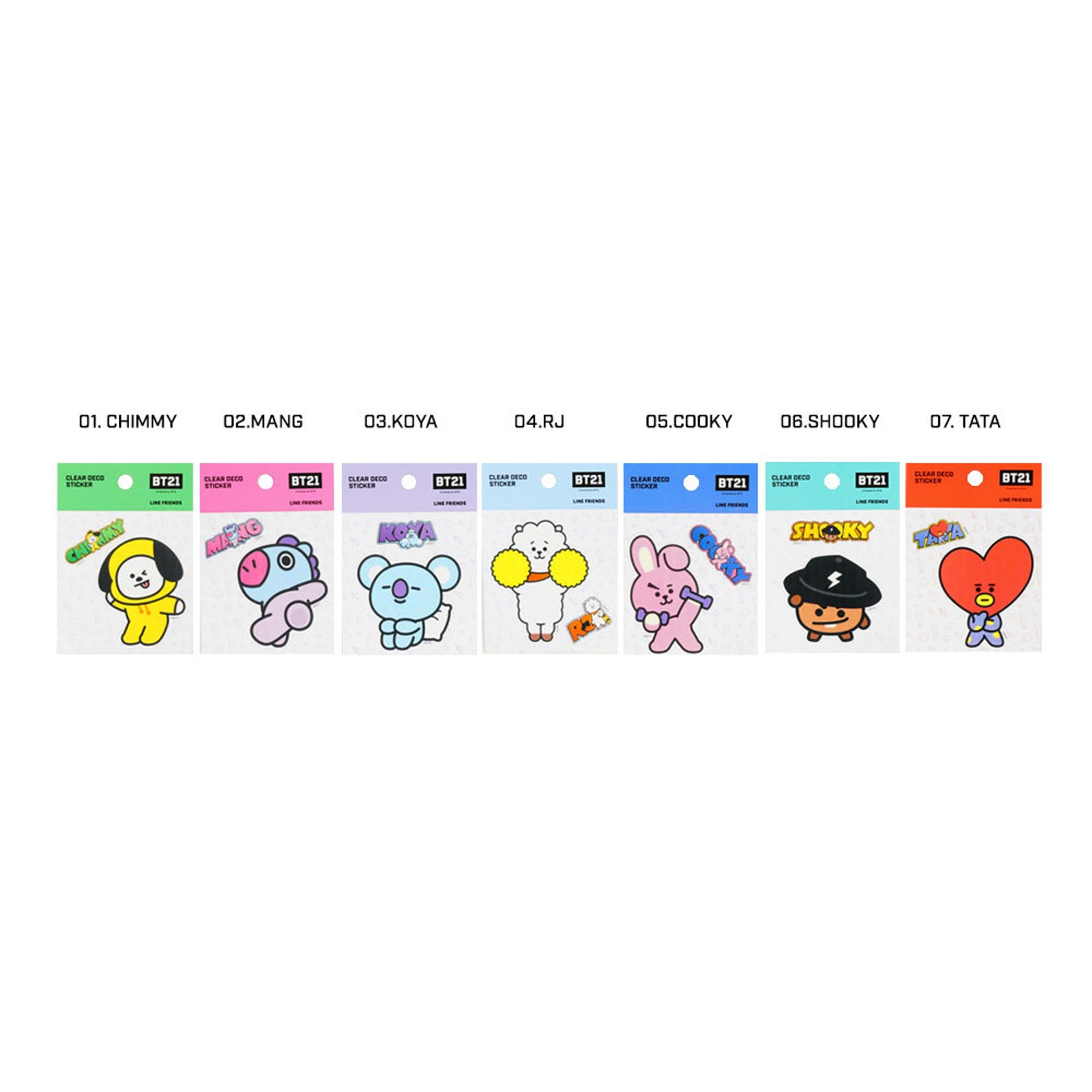 Bts Character BT21 Koya Chimmy RJ Shooky Mang Tata Cooky Clear | Etsy