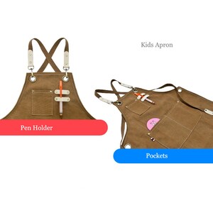 Kids Apron Canvas Apron With Pockets Youth Kids Apron Child Apron Full ...