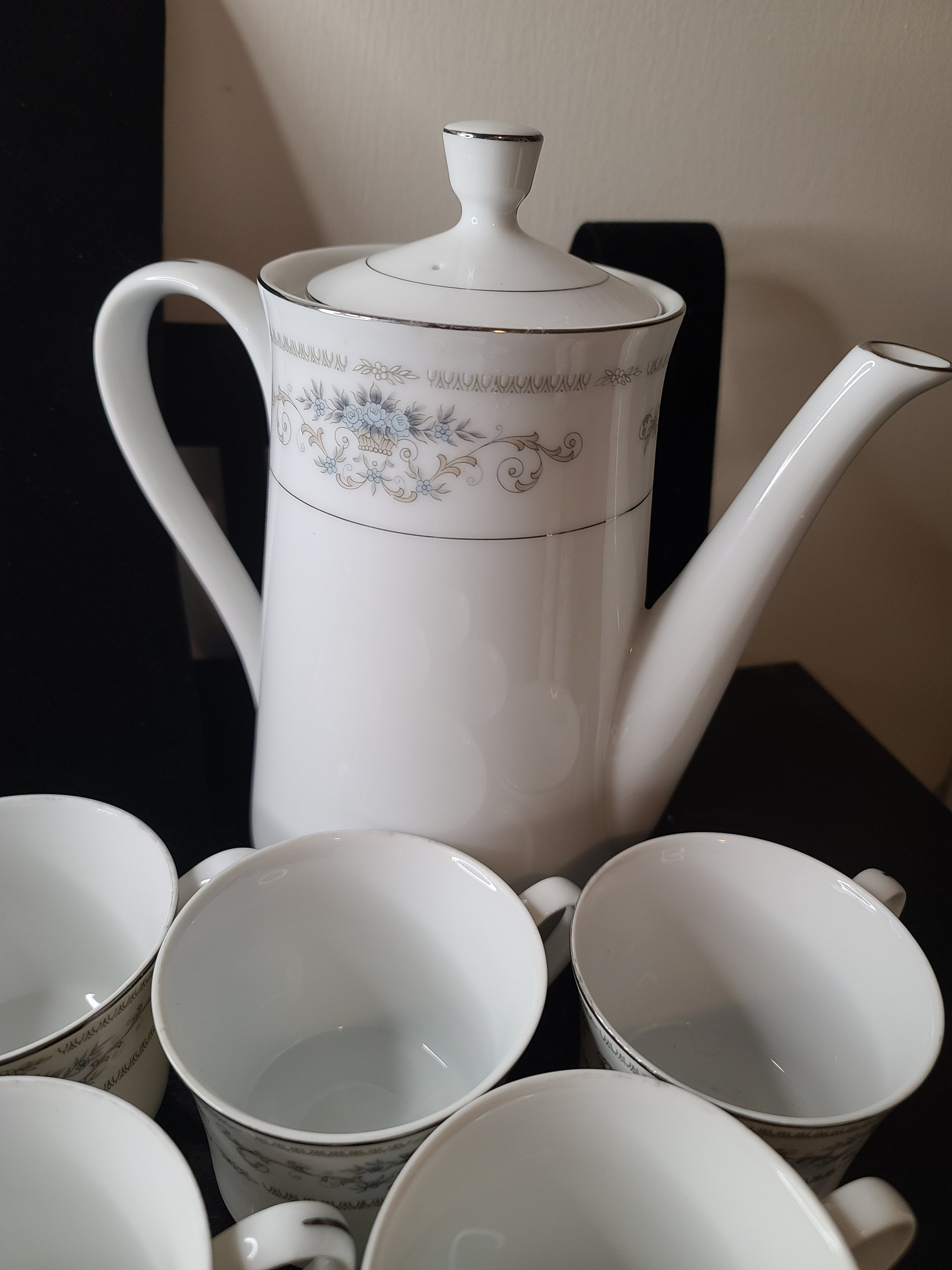 BEAUTIFUL Set of Diana Teapot, Six Teacups, Creamer Pitcher and Salt ...