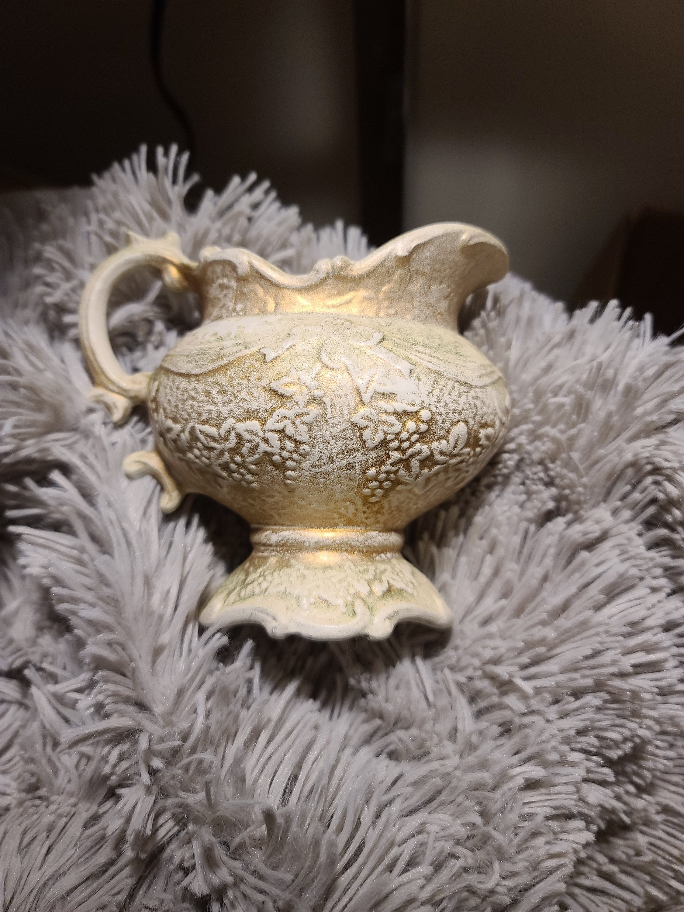 Antique Vintage Small Porcelain Pitcher With Leaves and Bows | Signed ...