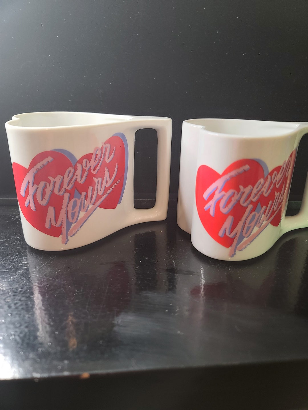 Two Vintage Avon 'forever Yours' Heart Shaped Mugs | Avon Collectable ...
