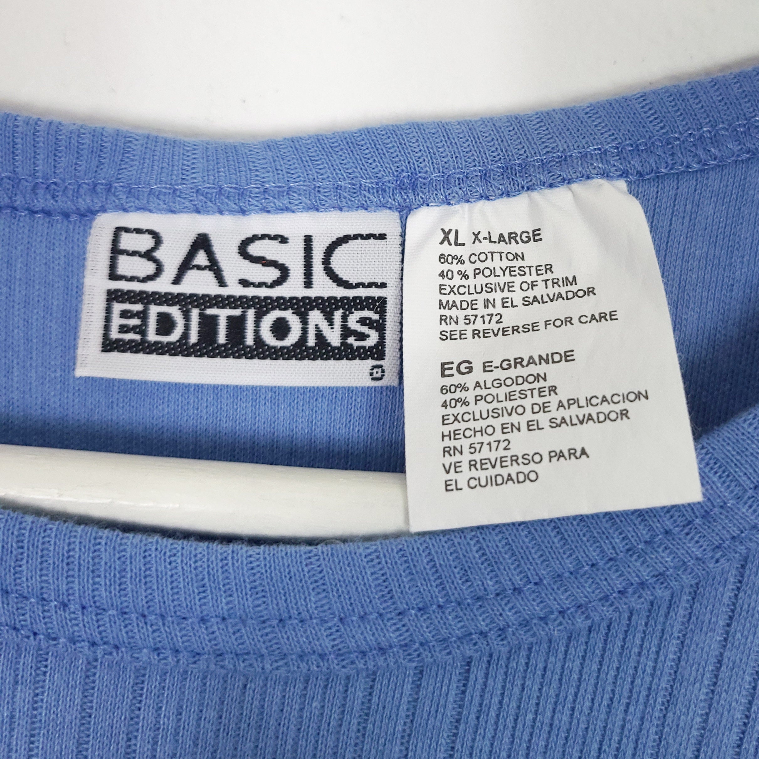 Vintage Basic Editions Blue Ribbed Crew Neck Tee - Etsy