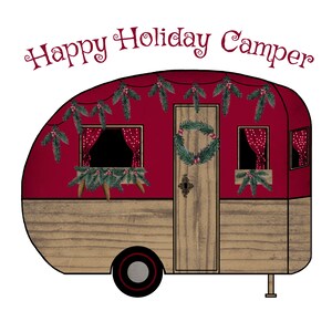 Caravan Christmas Card, Happy Holidays Campers Christmas Card, Vintage ...