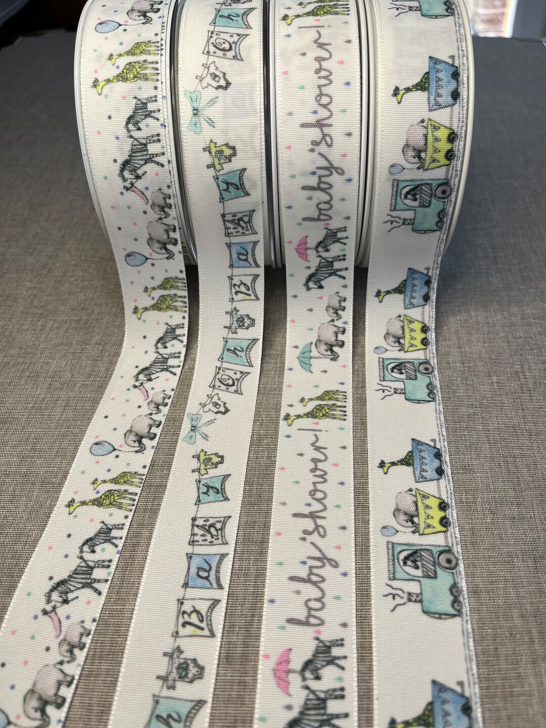 Safari Animal Baby Ribbon, Berisfords Baby Shower Ribbon, Animal Train ...