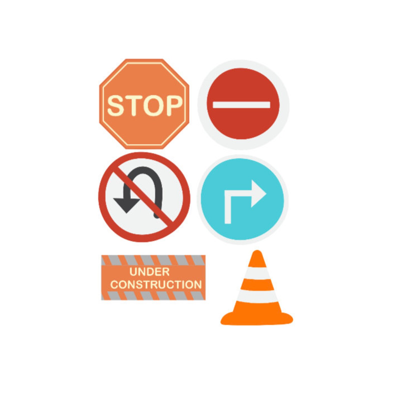 Construction Road Sign Stickers Set of 12 vinyl decal street | Etsy