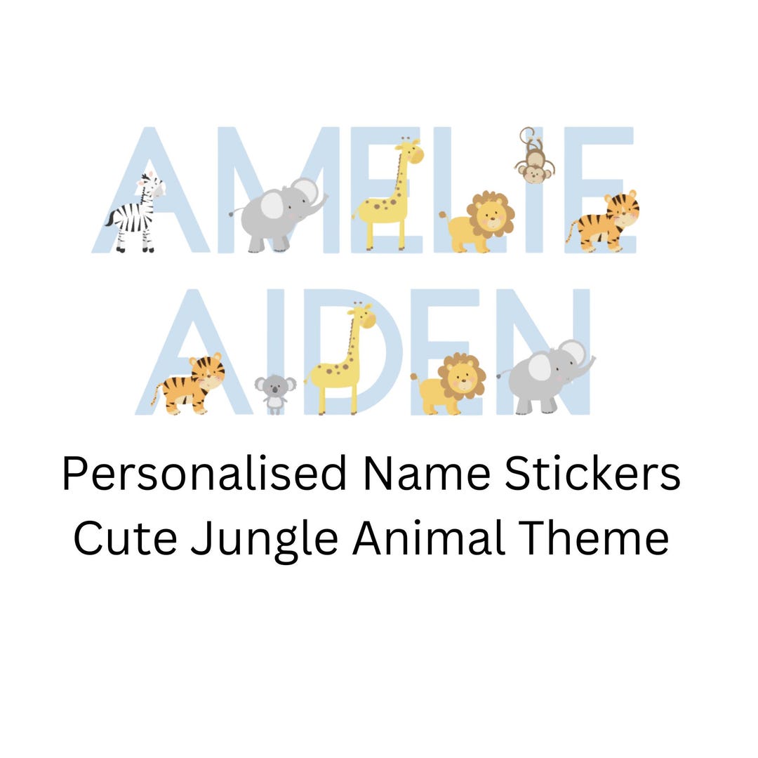 Personalised Name Stickers With Jungle Animals, Safari Theme Names ...