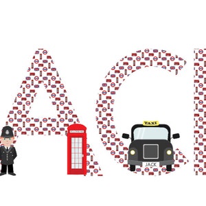 Personalised Name Stickers, London Theme Name Wall Stickers, 5, Stick ...