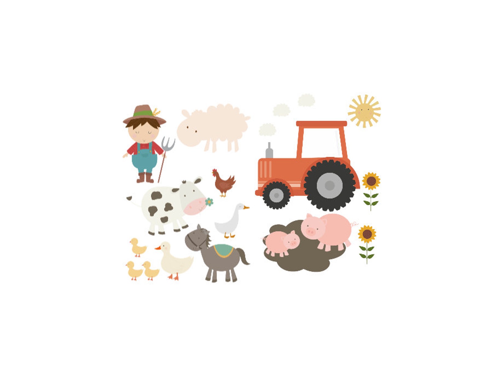 Farm Animal Stickers Farm Animals Vinyl Decal Stickers Wall - Etsy