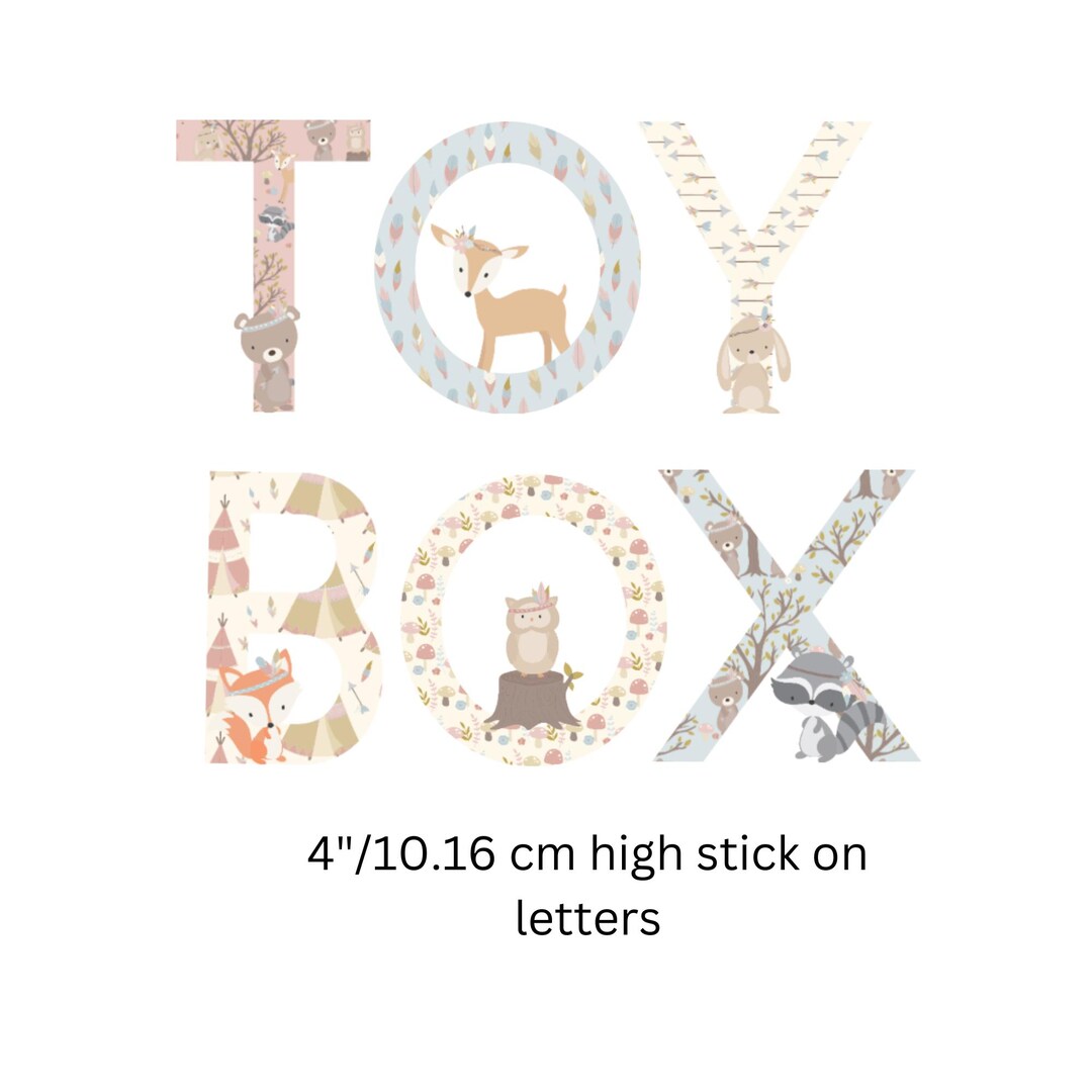 Toy Box Sticker, Toys Sticker, Boho Woodland Forest Animals, Vinyl ...