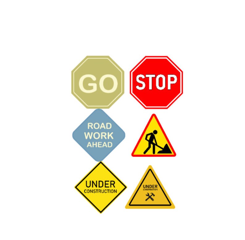 Construction Road Sign Stickers Set of 12 Vinyl Decal Street - Etsy UK