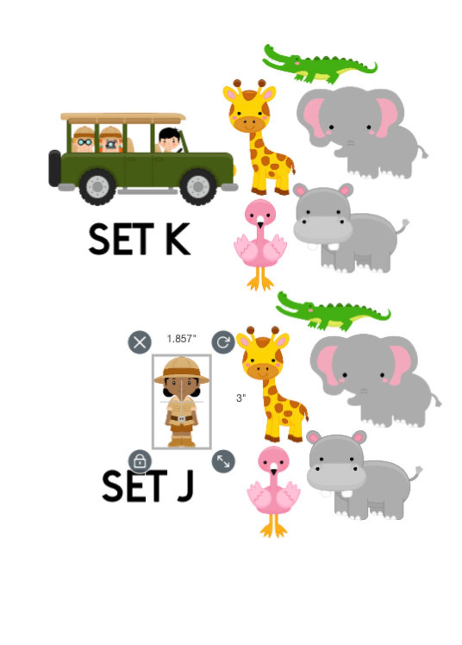 Safari Sticker Safari Tour Vinyl Stickers Elephant Hippo - Etsy UK