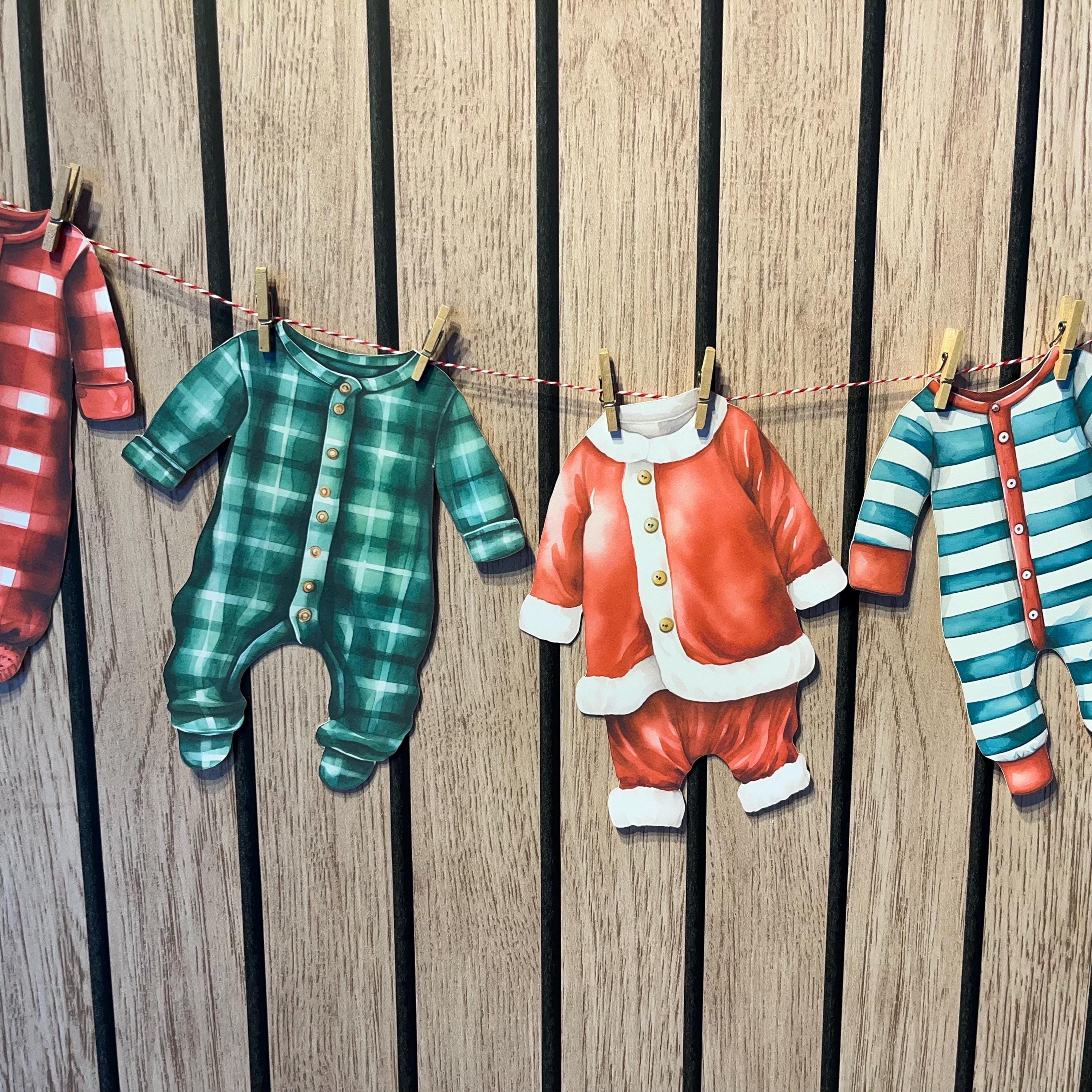 Christmas Baby Shower Bunting: Red and Green With Santa Outfits ...