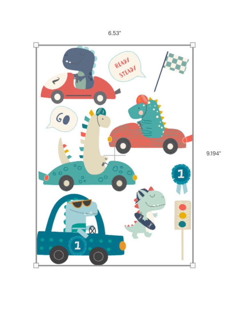 Dinosaur Stickers Racing Dinosaurs in Cars Vinyl Decal - Etsy
