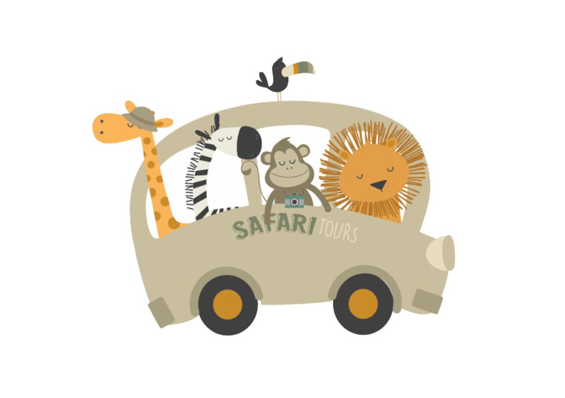 Safari Theme Wall Sticker Vinyl Sticker Permanent Gloss - Etsy UK