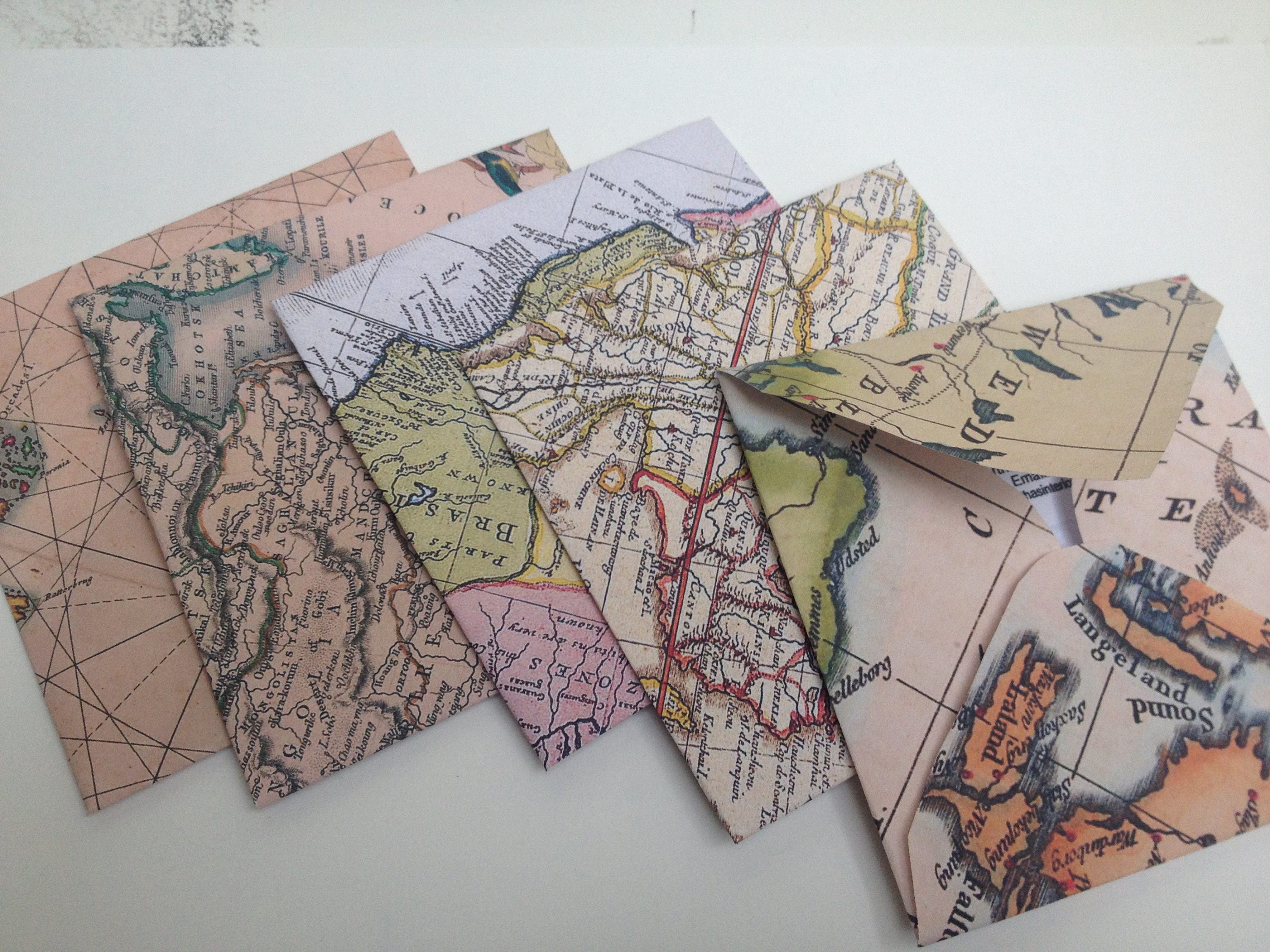 Card Making & Stationery bundle of 3 envelopes map gifts travel map ...