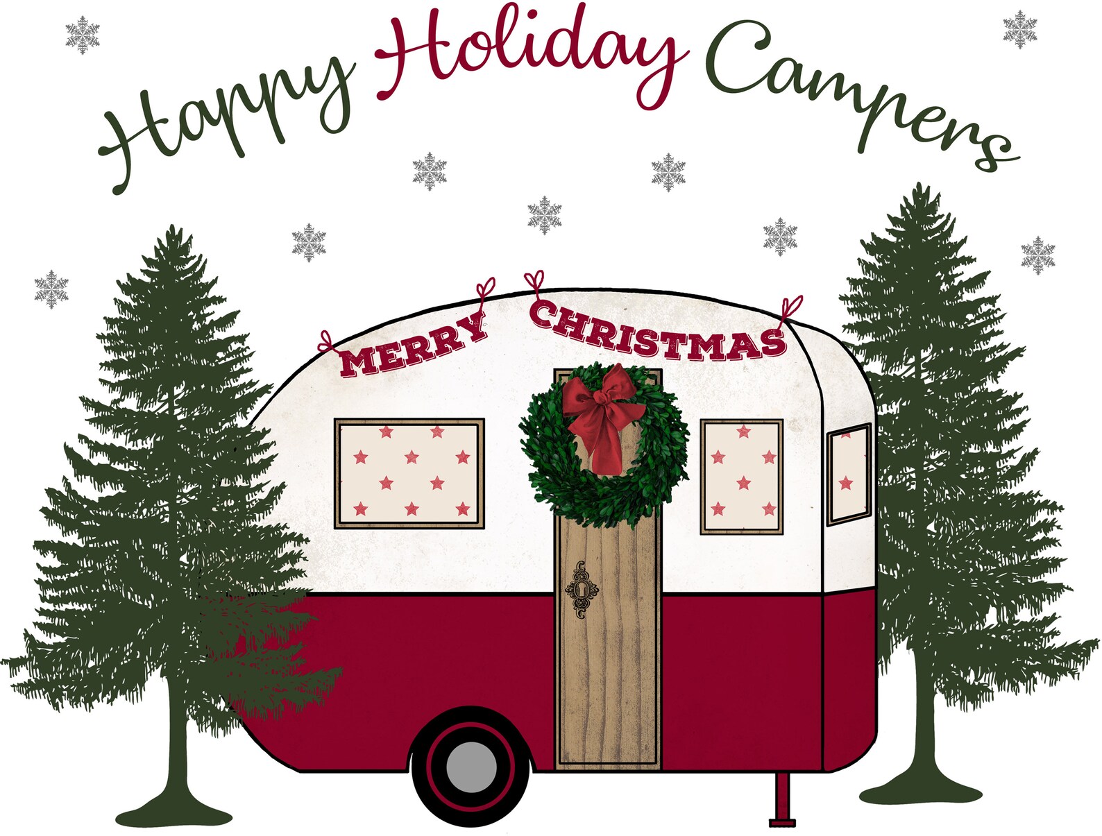 Caravan Christmas Card Happy Holidays Campers Christmas Card - Etsy