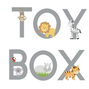 TOY BOX Sticker, Safari Animal Theme, Vinyl Sticker, Jungle Nursery ...