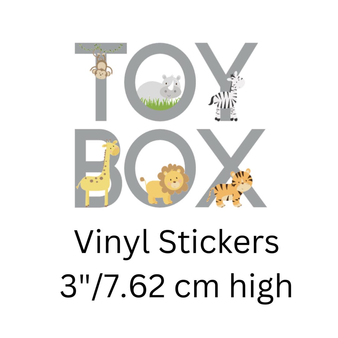TOY BOX Stickers, Safari Animal Theme, Vinyl Sticker, Jungle Nursery, 3 ...