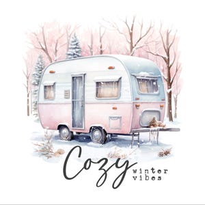 Caravan Christmas Card, Happy Holidays Campers Christmas Card, Vintage ...