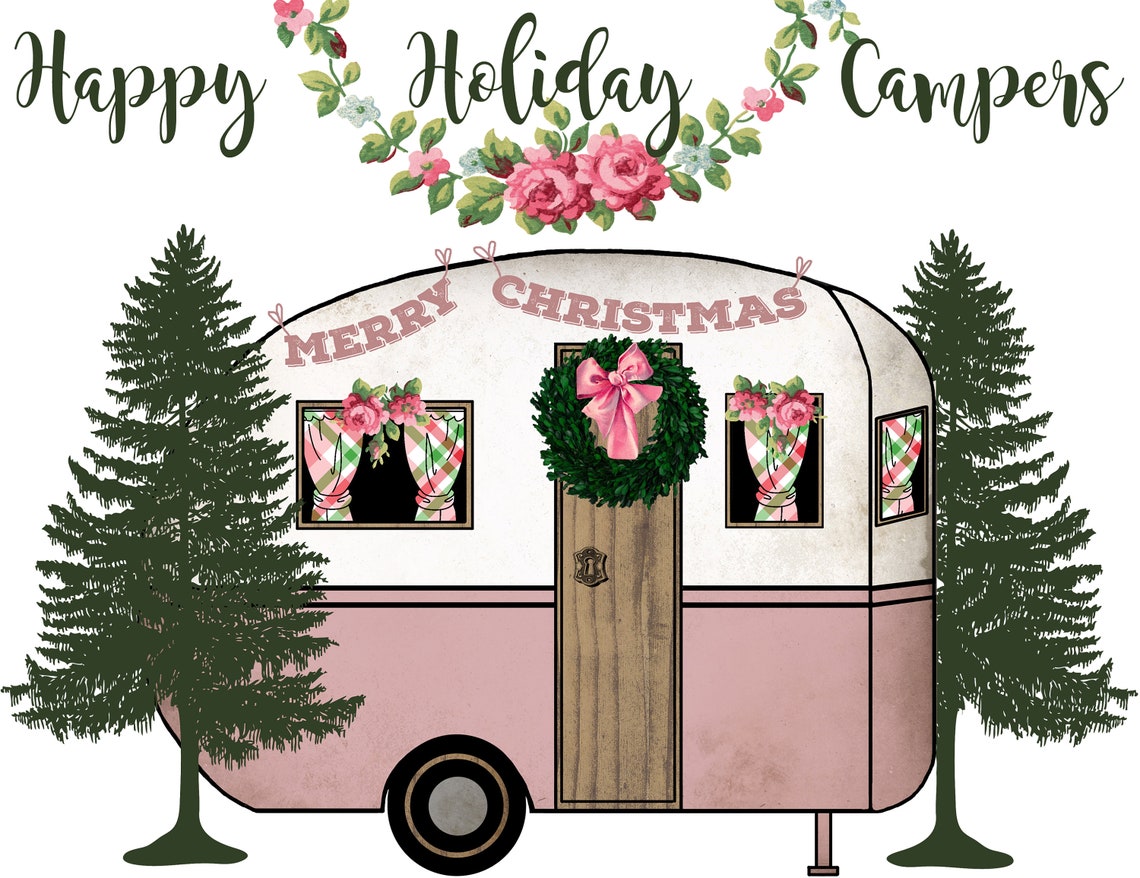 Caravan Christmas Card Happy Holidays Campers Christmas Card - Etsy