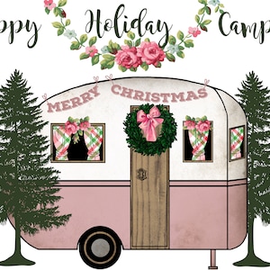 Caravan Christmas Card Happy Holidays Campers Christmas Card - Etsy
