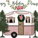 Caravan Christmas Card, Happy Holidays Campers Christmas Card, Vintage ...