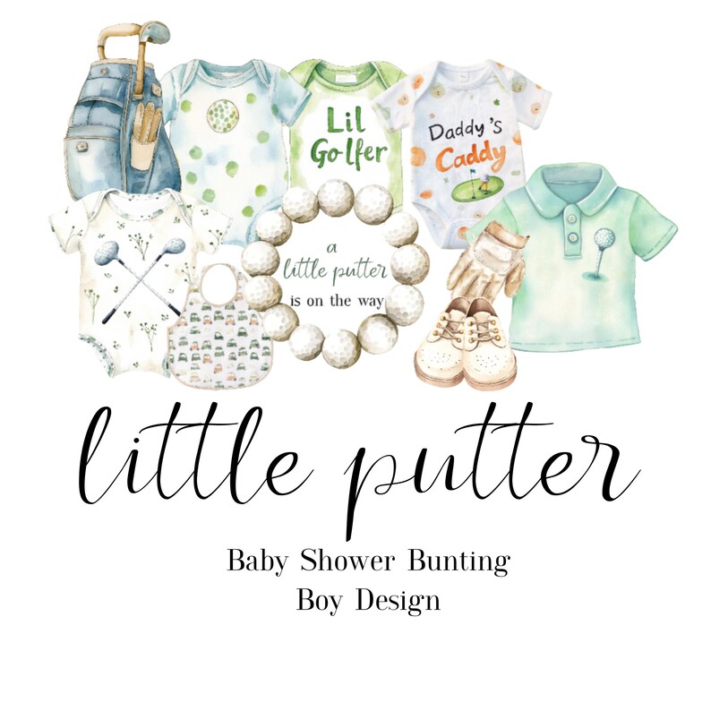 Little Putter Golf Baby Shower Bunting – Personalised Baby Clothesline ...