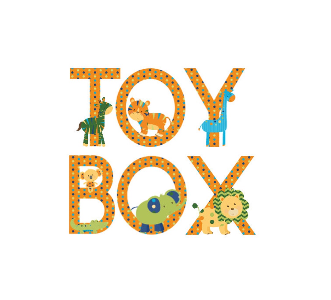 Jungle Animals Toy Box Vinyl Letter Stickers, Nursery Decor - Etsy