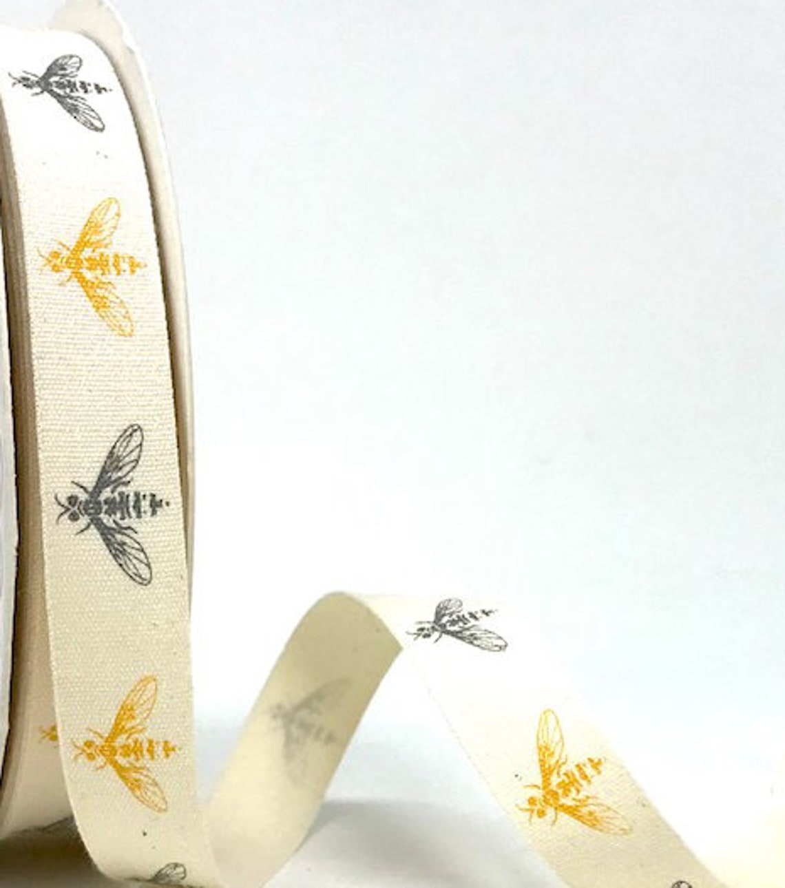 Bee Print Ribbon Cotton Ribbon Bee Theme Ribbon 15 Mm | Etsy