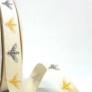 Bee Print Ribbon, Cotton Ribbon, Bee Theme Ribbon, 15 Mm Wide, 25 Mm ...