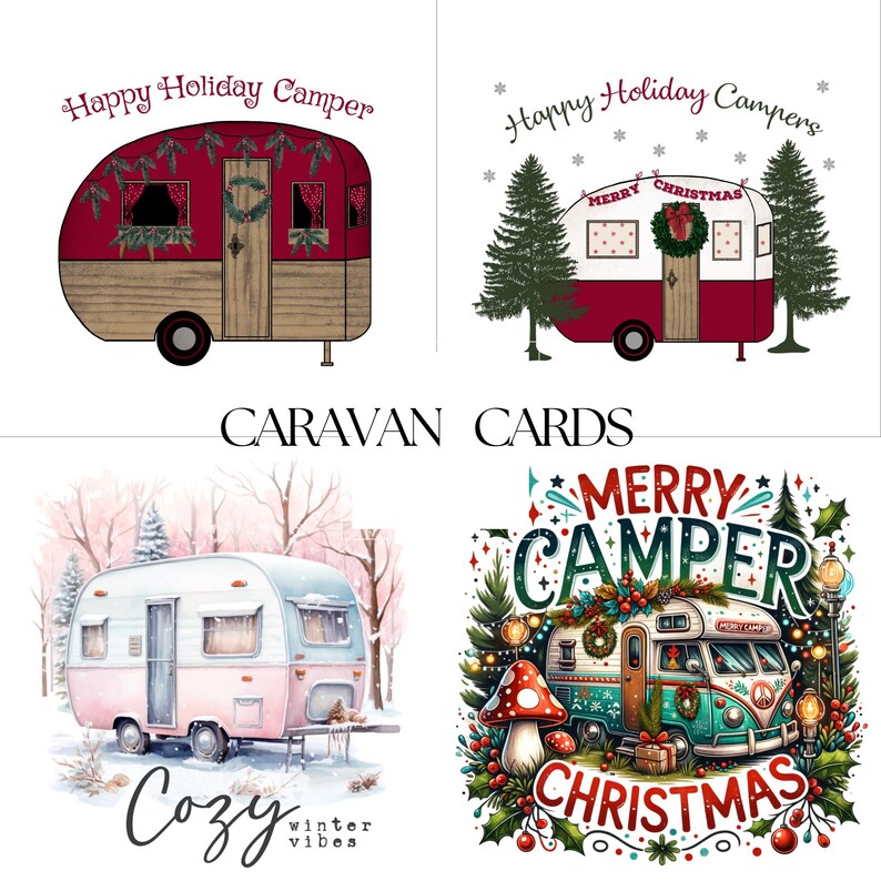 Vintage Caravan Christmas Card: Happy Holidays Camper Theme - Etsy