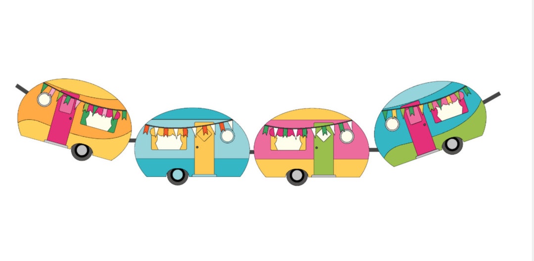 Vintage Caravan Themed Bunting, Retro Campervan Garland, Caravan Party ...