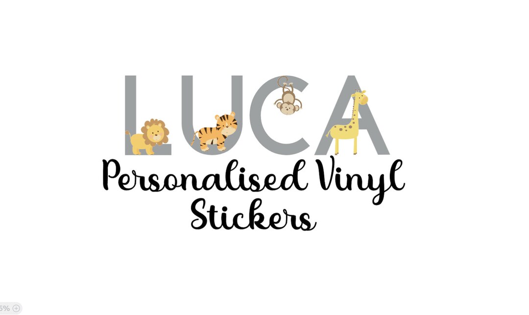 Personalised Name Stickers, Jungle Animal, Safari Theme Names, Stick on ...