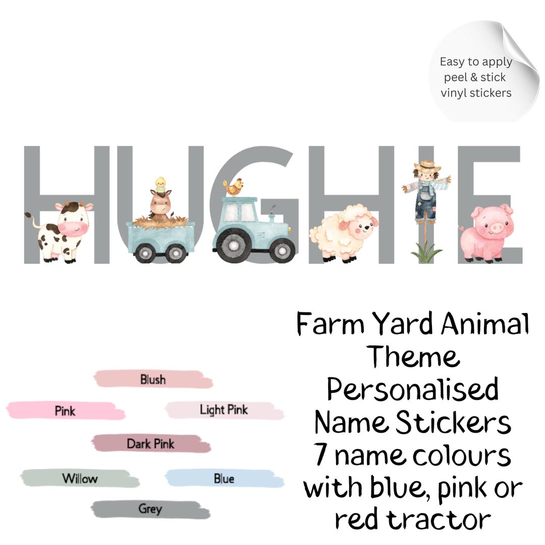 Personalized Farm Animal Name Stickers: Nursery Wall Decor (3"/7.62 Cm ...