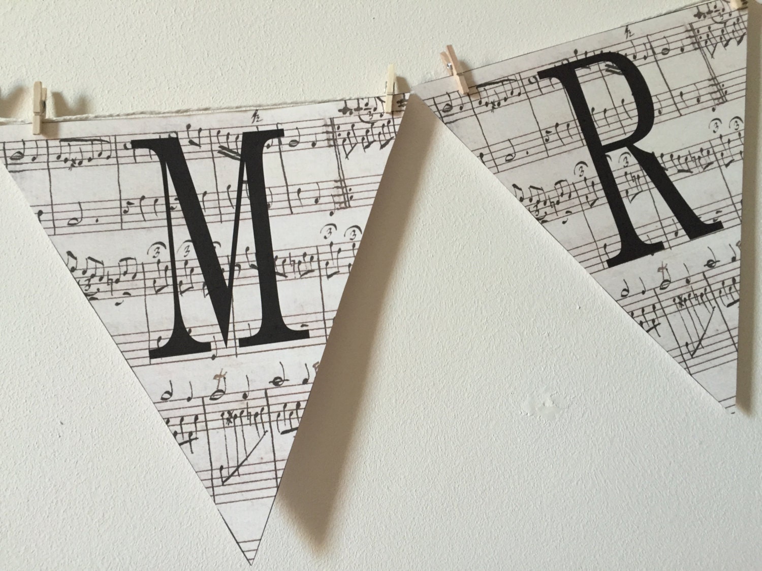Vintage Music Style Wedding Venue Decorations Bunting Mrs & | Etsy