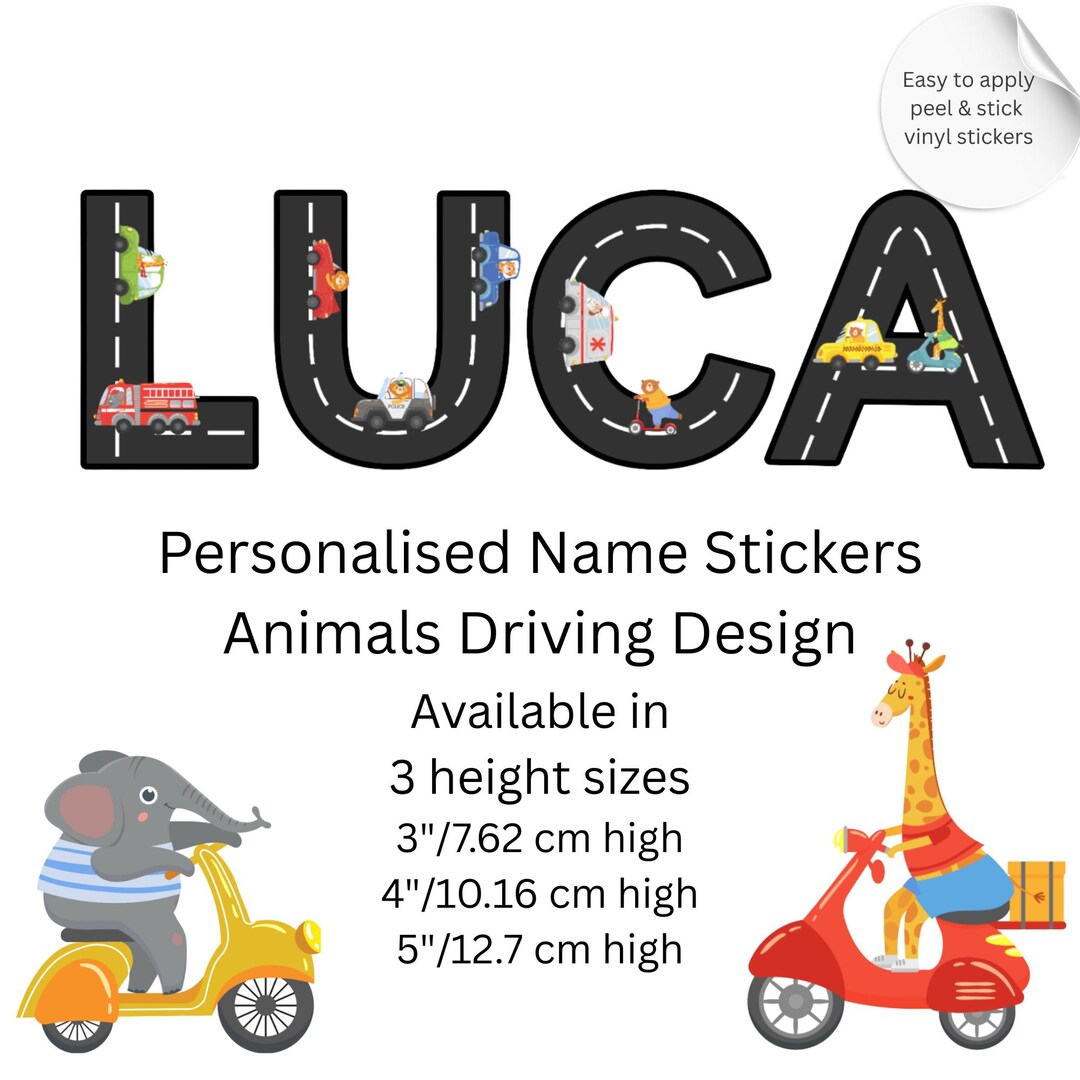 Personalized Animal Transport Wall Decals: Road Letter Name Stickers - Etsy
