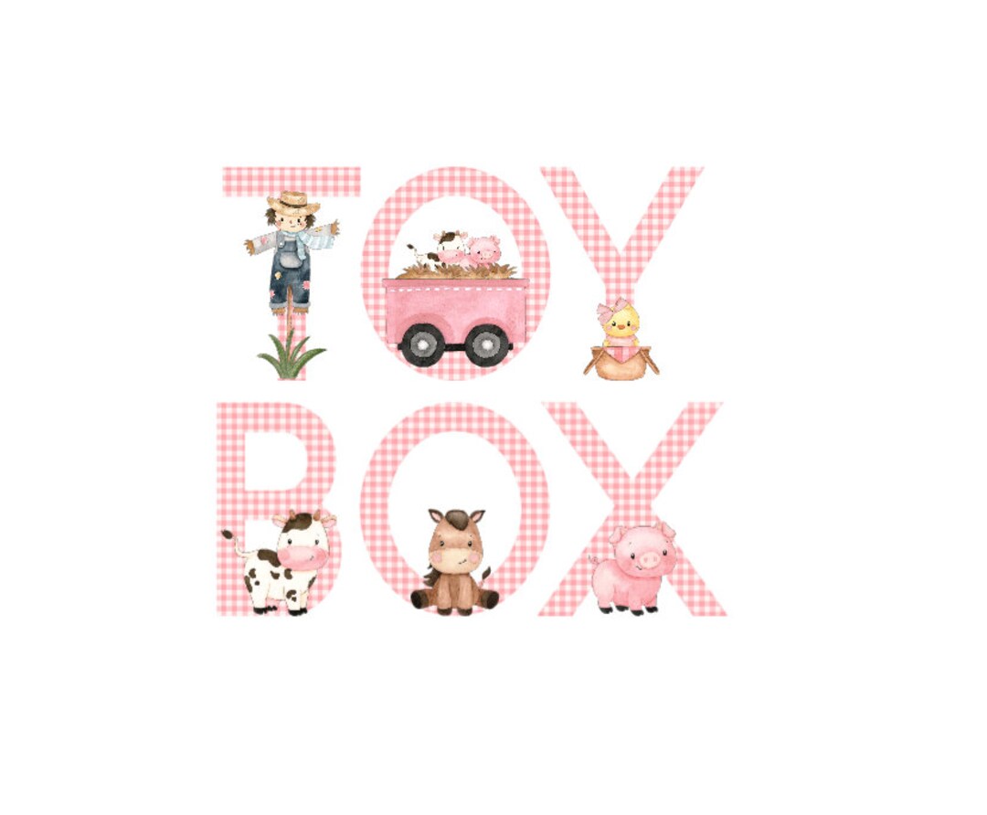 TOY BOX Stickers, TOYS Sticker, Pink Farm Animal Style Stickers, Pink ...