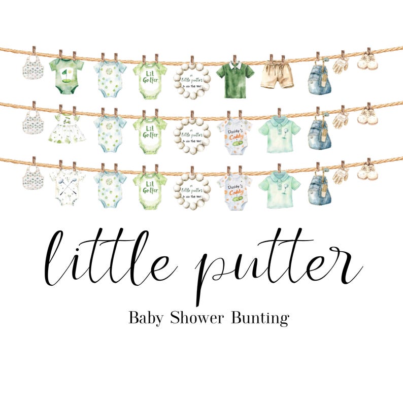 Little Putter Golf Baby Shower Bunting – Personalised Baby Clothesline ...