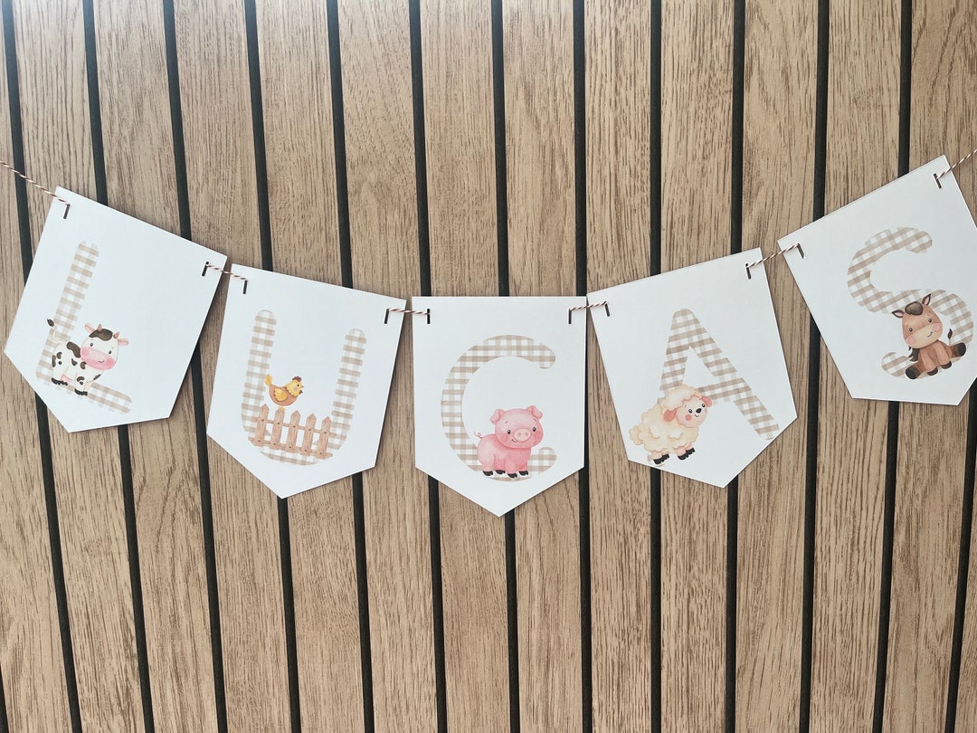 Farm Animal Personalised Name Bunting, Personalised Farm Yard Animal ...