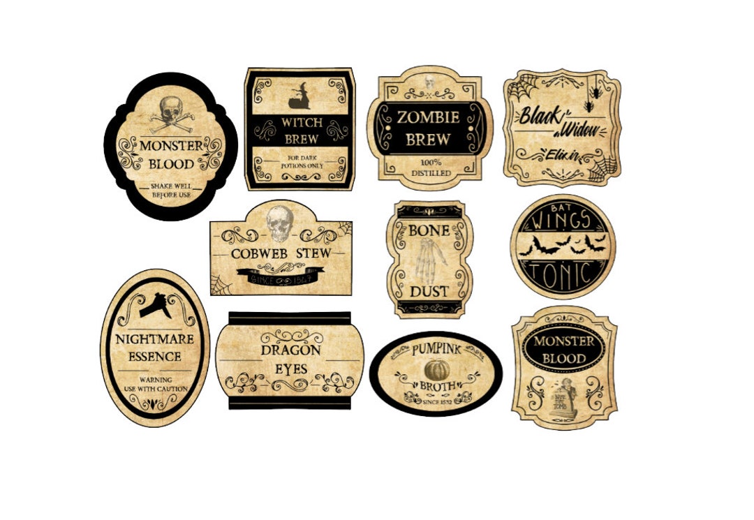 Halloween Bottle Labels, Halloween Decoration Stickers, Vinyl Stickers ...