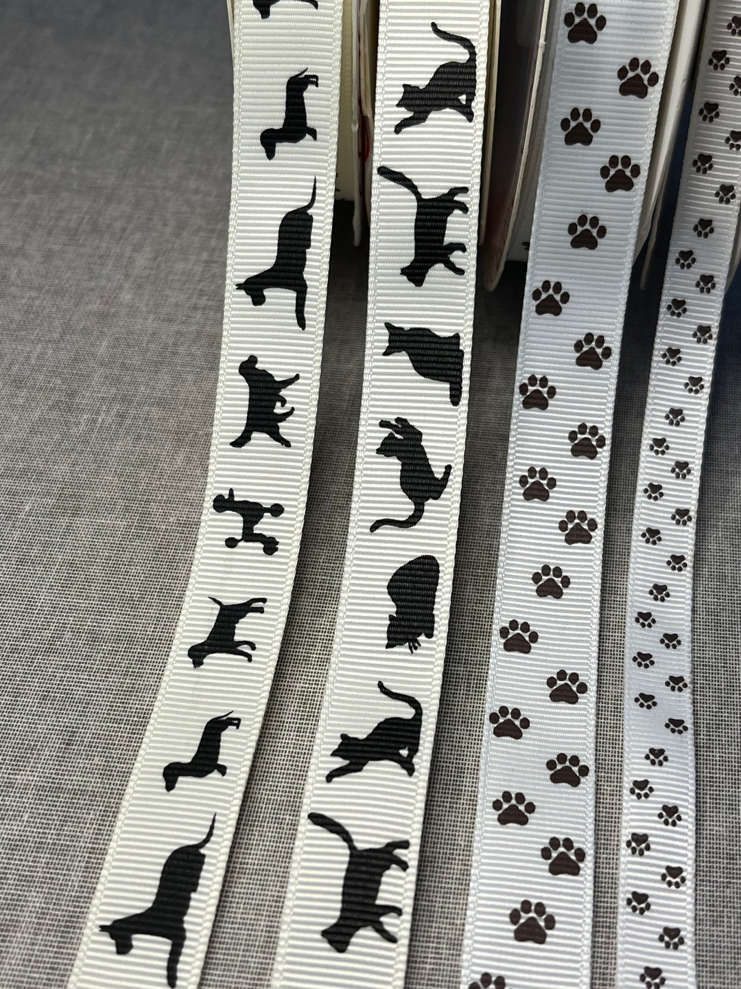 Dog Print Ribbon, Cat Print Ribbon Dog Silhouette Ribbon, Cat ...