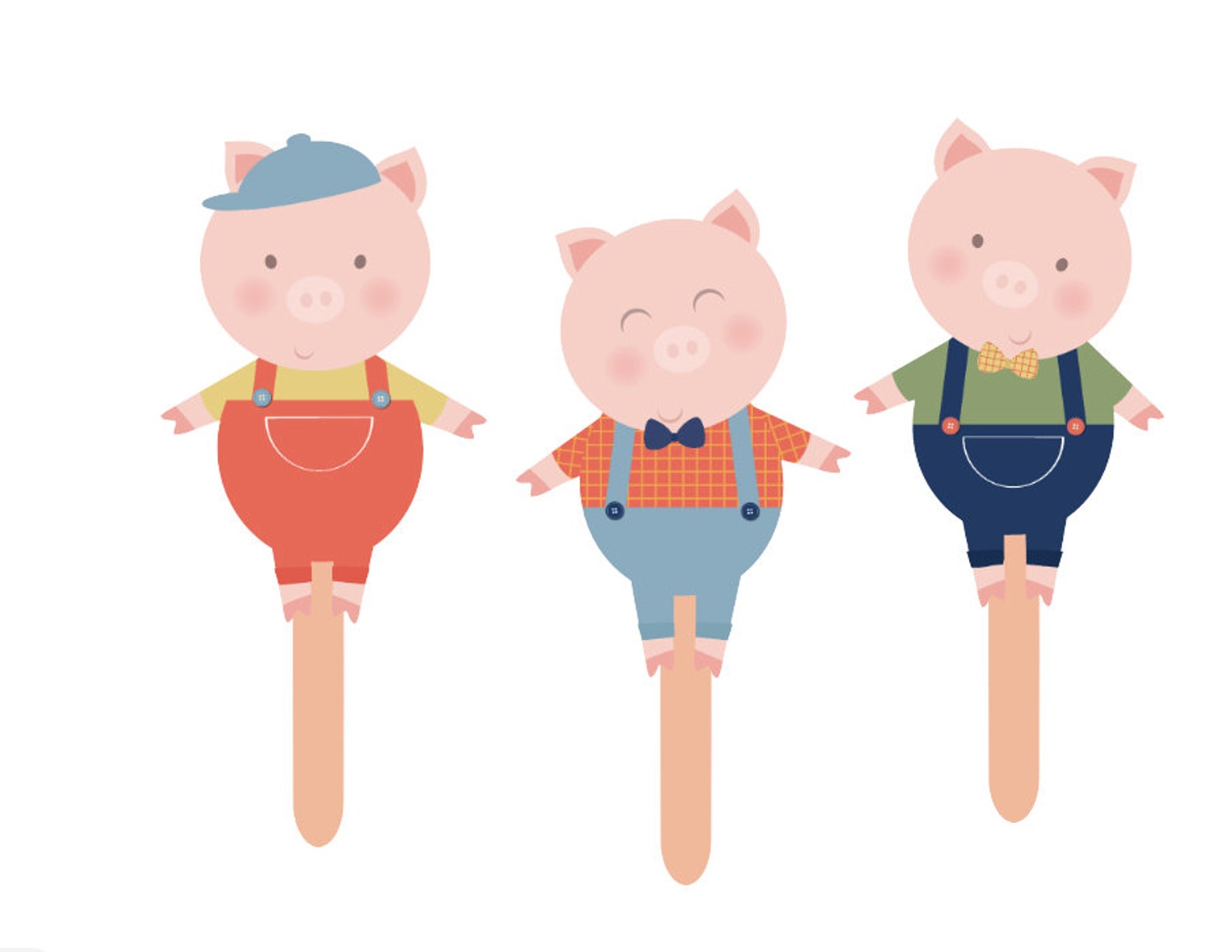 3 Little Pigs Story Telling Stick Puppet Set 3 Little - Etsy UK