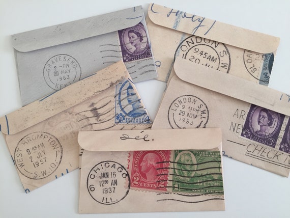 Vintage Theme Envelopes Vintage Envelopes With Stamps - Etsy