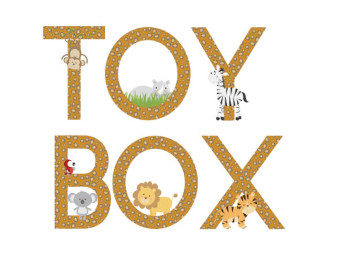 TOY BOX Sticker, Safari Animal Theme Label, Jungle Nursery Decor ...
