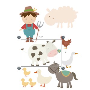 Farm Animal Stickers, Farm Animals Vinyl Decal Stickers, Wall Stickers ...