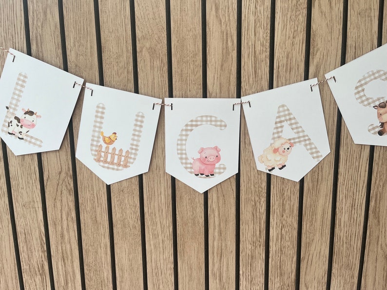 Personalized Farm Animal Name Bunting: Gingham Letter Garland - Etsy