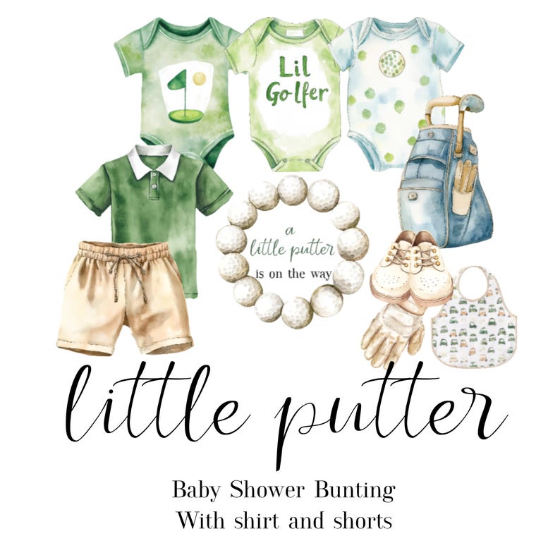 Little Putter Golf Baby Shower Bunting – Personalised Baby Clothesline ...