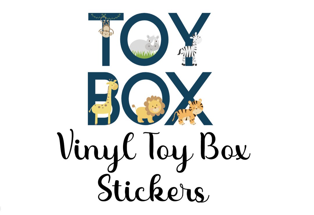 TOY BOX Sticker, Safari Animal Theme, Vinyl Stickers, Jungle Nursery ...